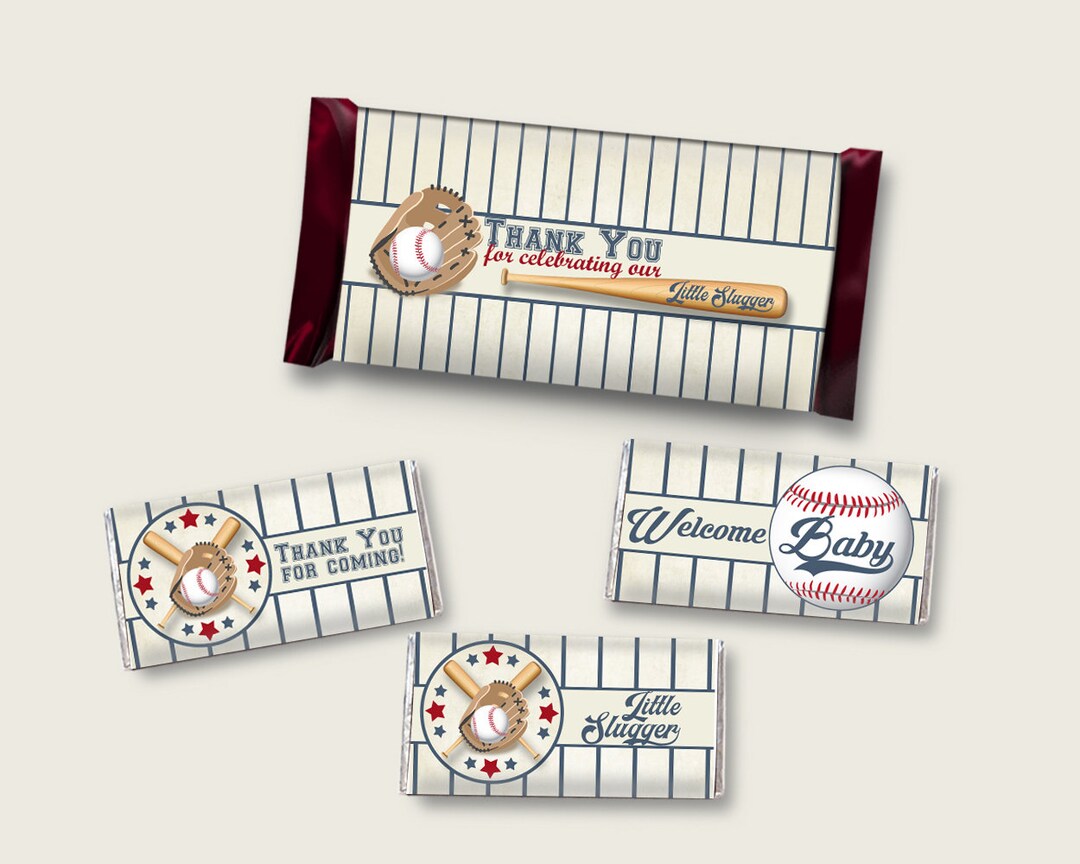 Baseball Hershey Candy Bar Wrapper Printable, Blue Beige Chocolate Bar ...