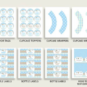 Blue Beige Baby Shower Decorations Boy Kit, Clothes Baby Shower Party ...