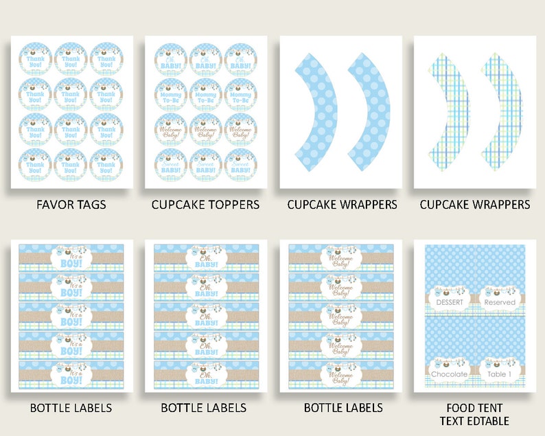 Blue Beige Baby Shower Decorations Boy Kit Clothes Baby - Etsy