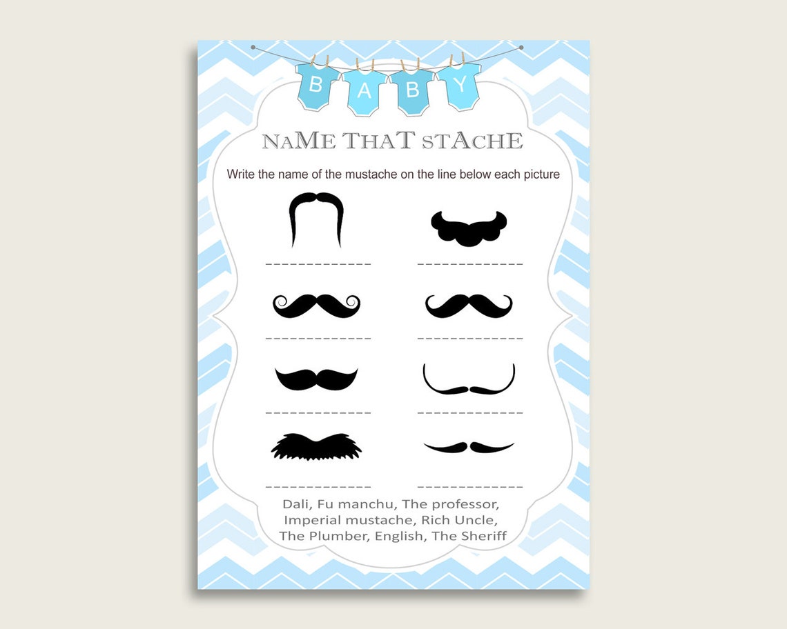 Name That Stache Baby Shower Name That Stache Chevron Baby | Etsy