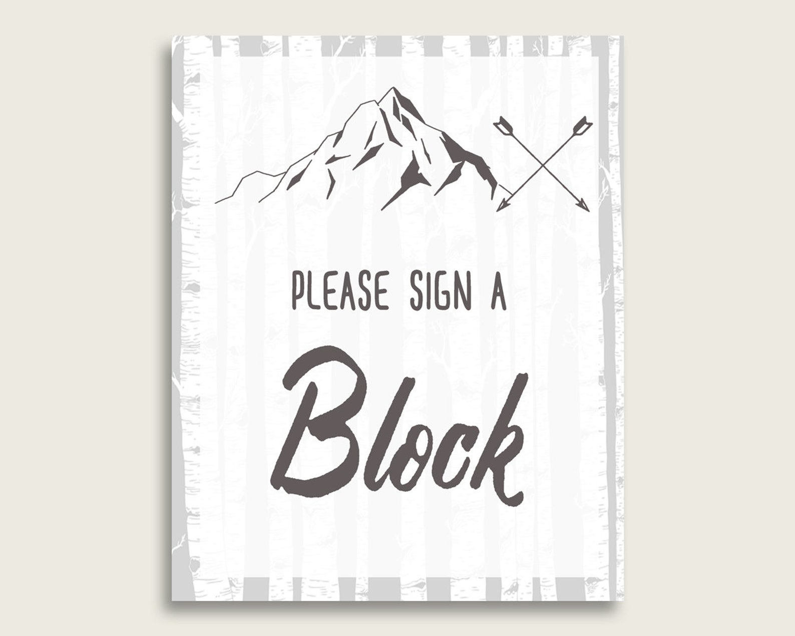 Gray White Please Sign A Block Sign and Decorate A Block Sign ...