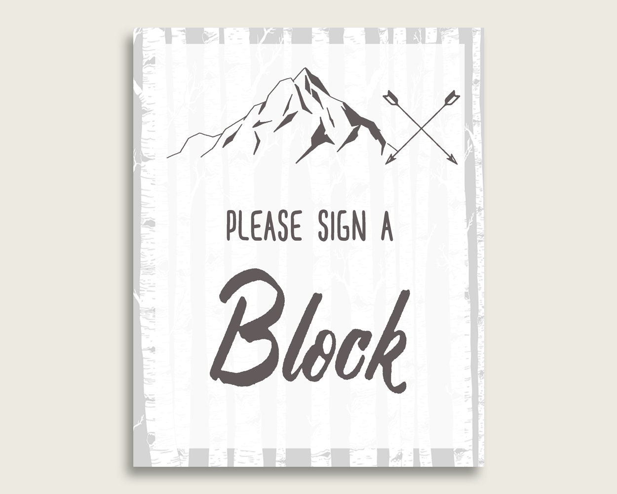 Gray White Please Sign A Block Sign and Decorate A Block Sign ...
