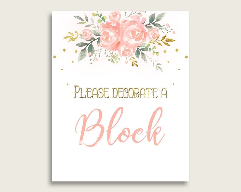 Pink Gold Please Sign A Block Sign and Decorate A Block Sign - Etsy