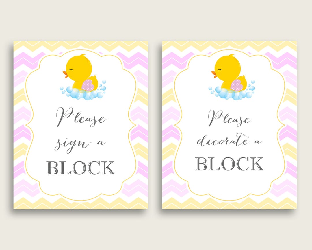 Yellow Pink Please Sign A Block Sign and Decorate A Block Sign ...