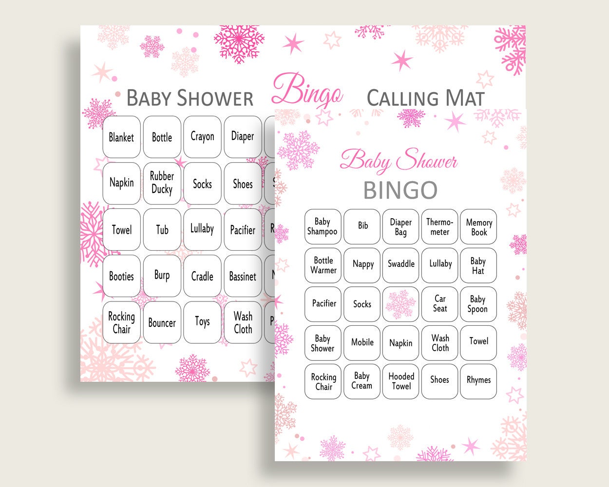 Bingo Baby Shower Bingo Winter Baby Shower Bingo Baby Shower Girl Bingo ...