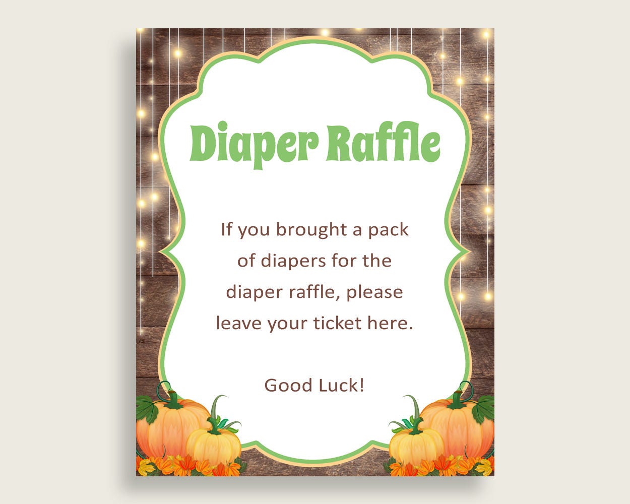 Autumn Baby Shower Diaper Raffle Tickets Game, Gender Neutral Brown ...