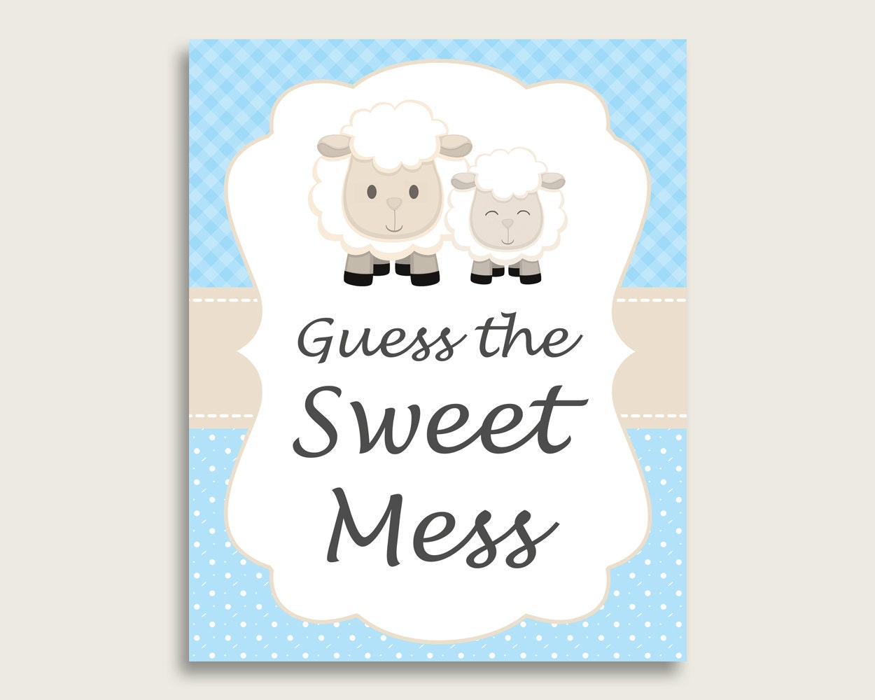 Little Lamb Guessing Game Baby Shower Boy Blue White Guess - Etsy