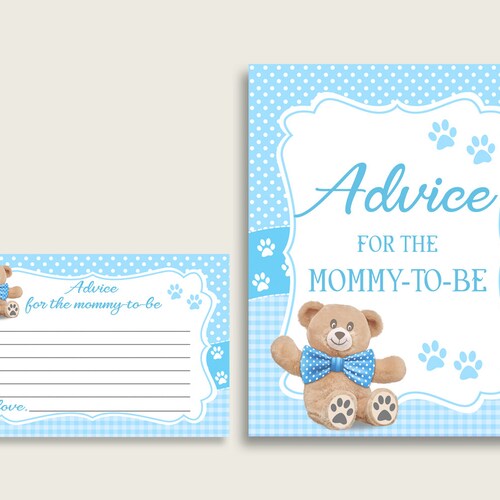 Teddy Bear Baby Shower Games Printable Pack Blue Brown Baby - Etsy