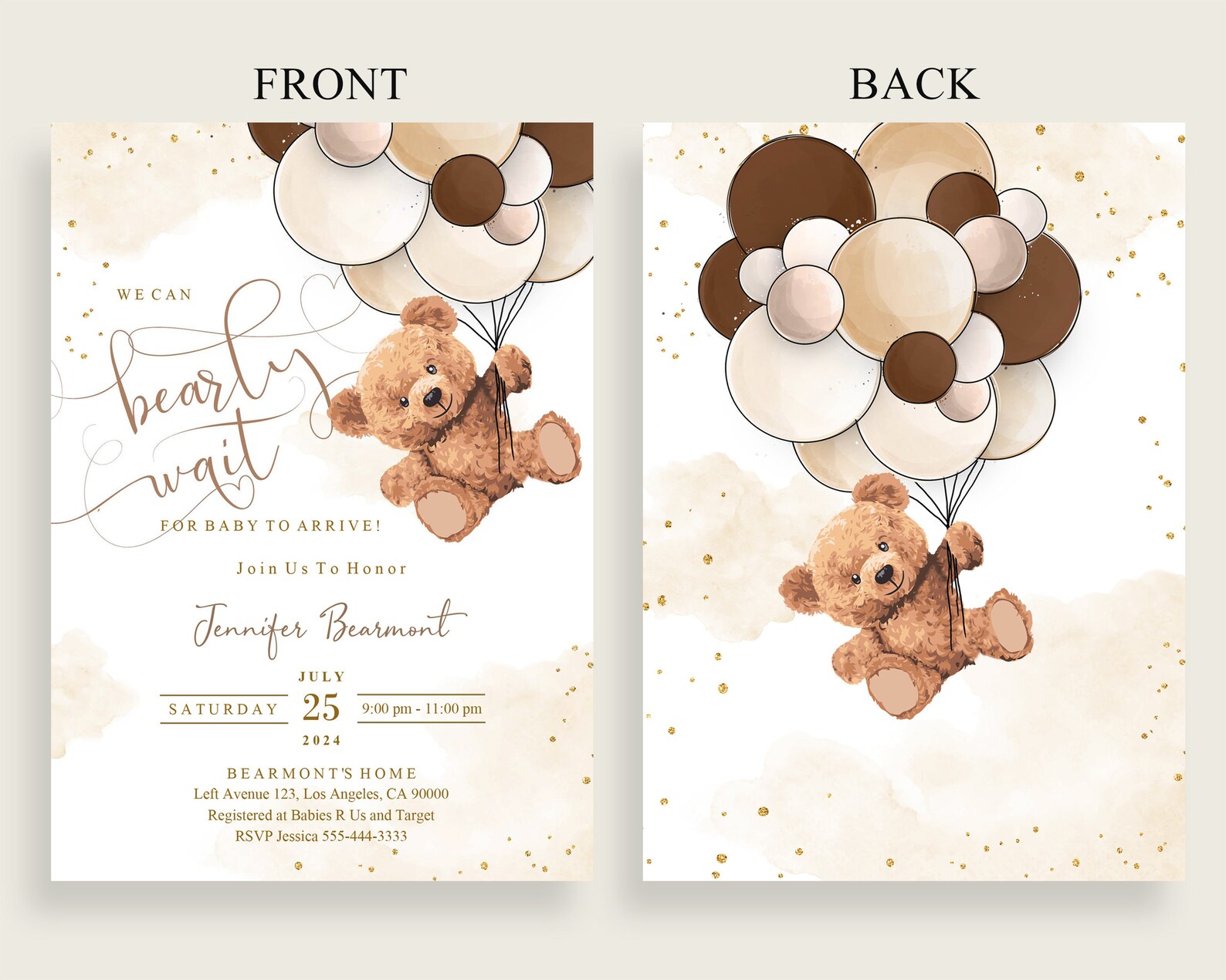 Teddy Bear Baby Shower Invitation Printable Digital or - Etsy