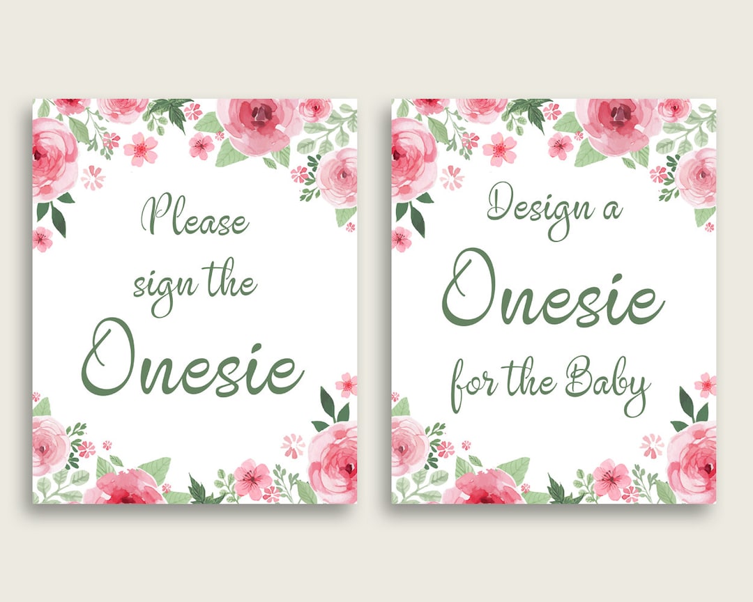 Pink Green Please Sign the Onesie Sign and Design A Onesie Sign ...