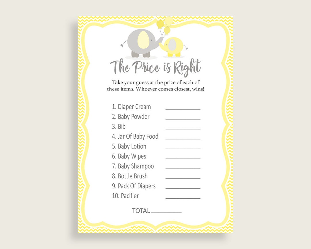 Price is Right Baby Shower Price is Right Yellow Baby Shower Price is ...