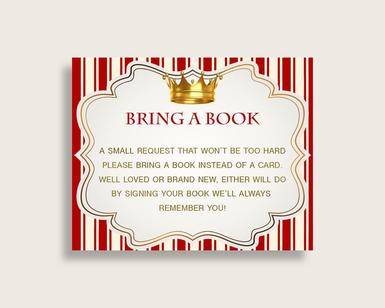 Bring A Book Baby Shower Bring A Book Prince Baby Shower Bring - Etsy