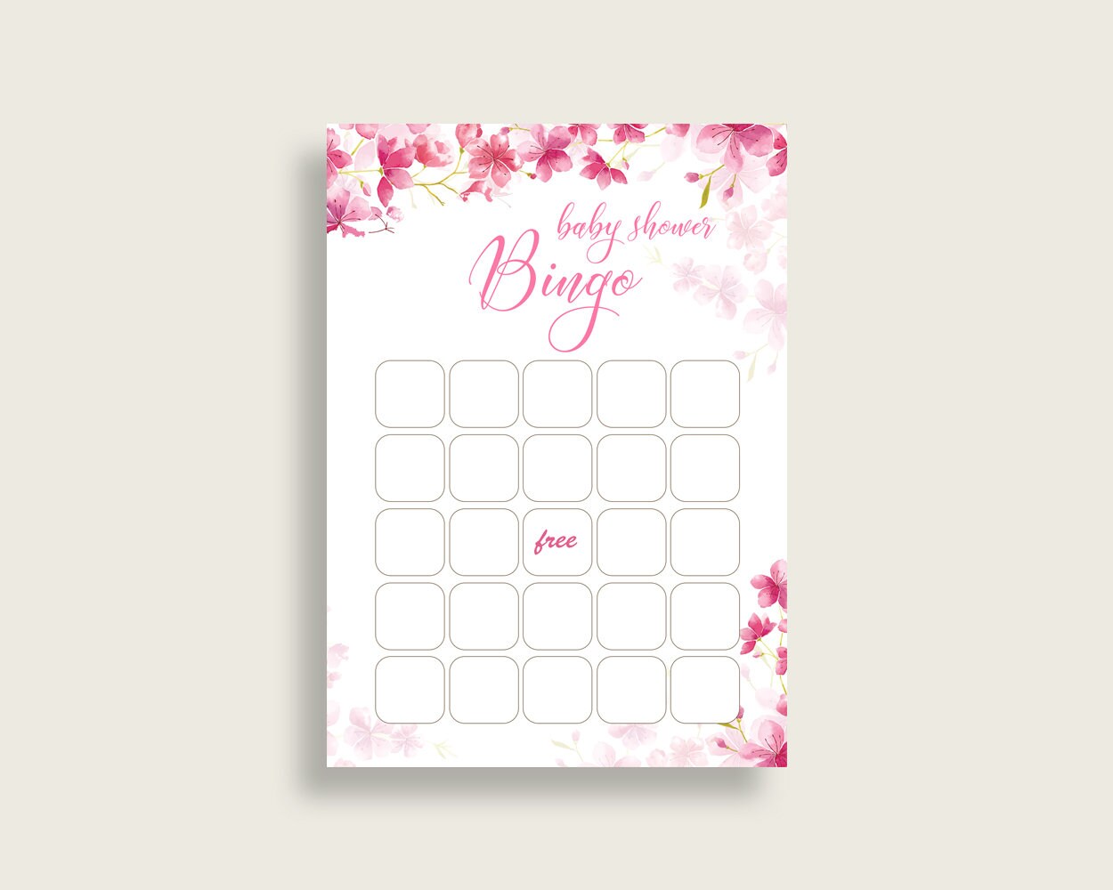 Cherry Blossom Baby Shower Bingo Cards Printable Pink White - Etsy