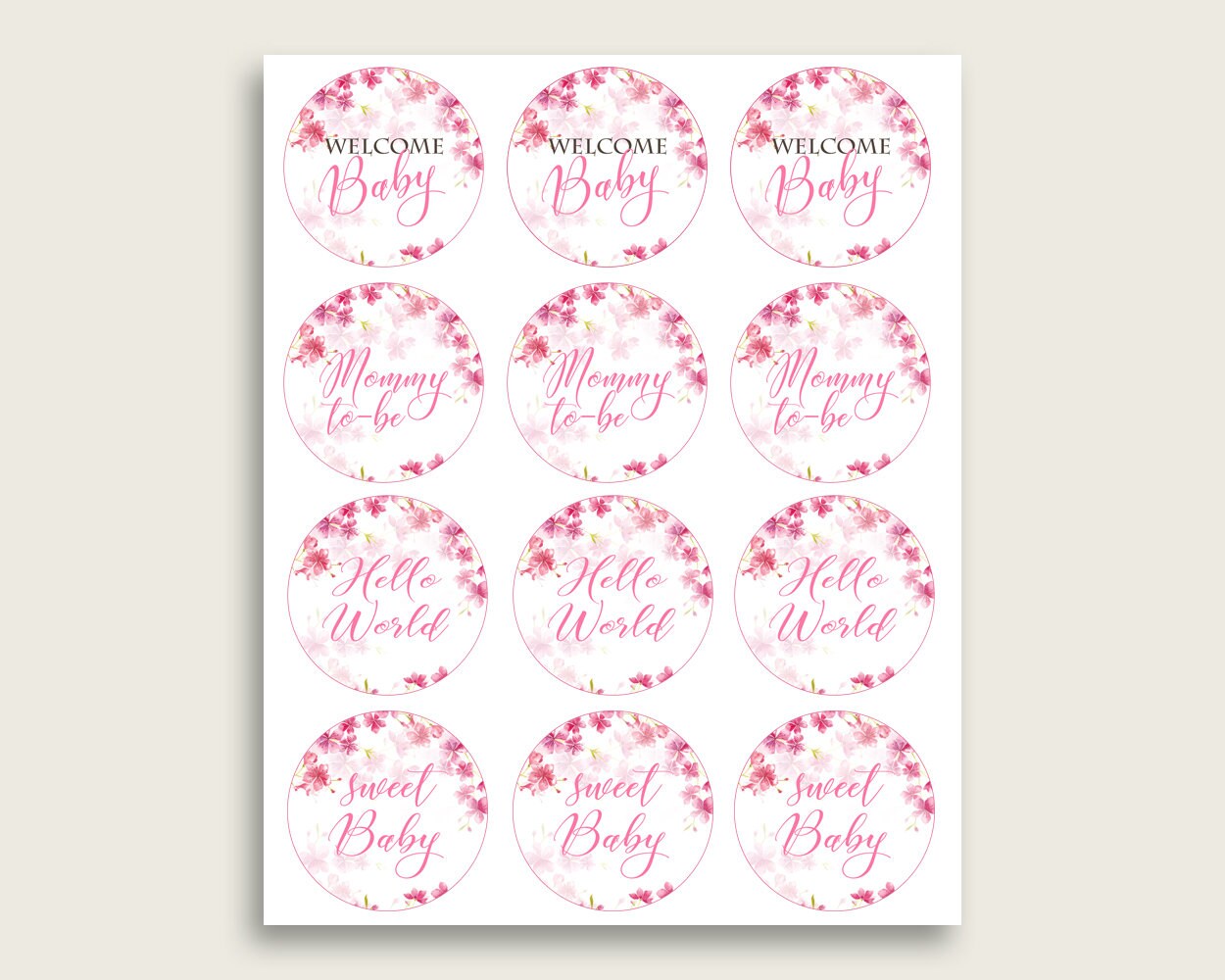Cherry Blossom Cupcake Toppers Pink White Cupcake Wrappers - Etsy