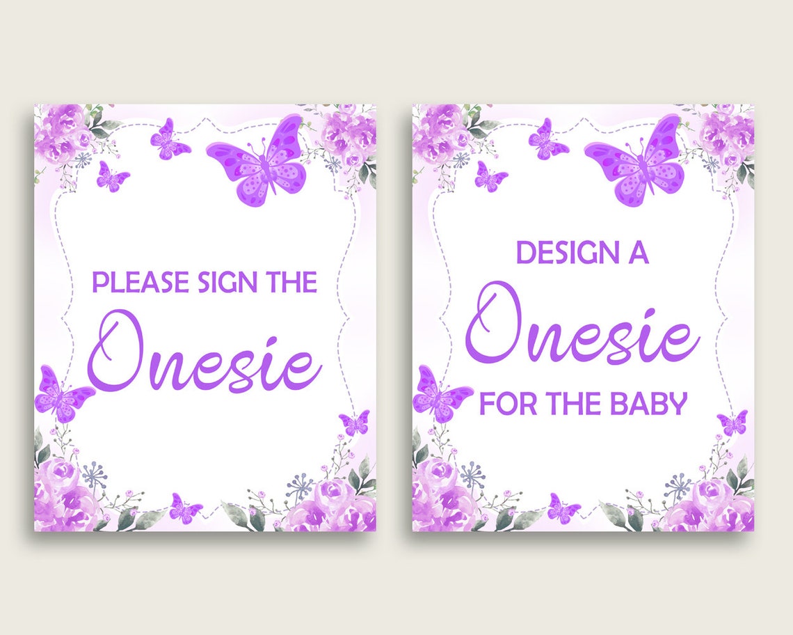 Purple White Please Sign the Onesie Sign and Design A Onesie Sign ...