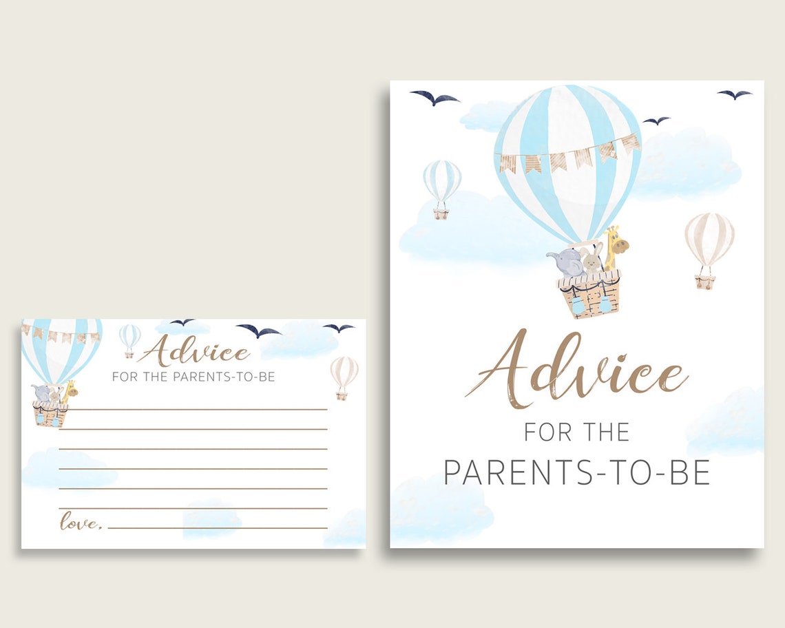 Hot Air Balloon Advice for Mommy to Be Cards & Sign Printable - Etsy