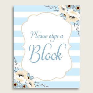 Blue White Please Sign A Block Sign and Decorate A Block Sign ...