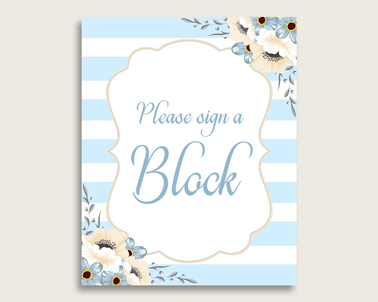 Blue White Please Sign A Block Sign and Decorate A Block Sign - Etsy