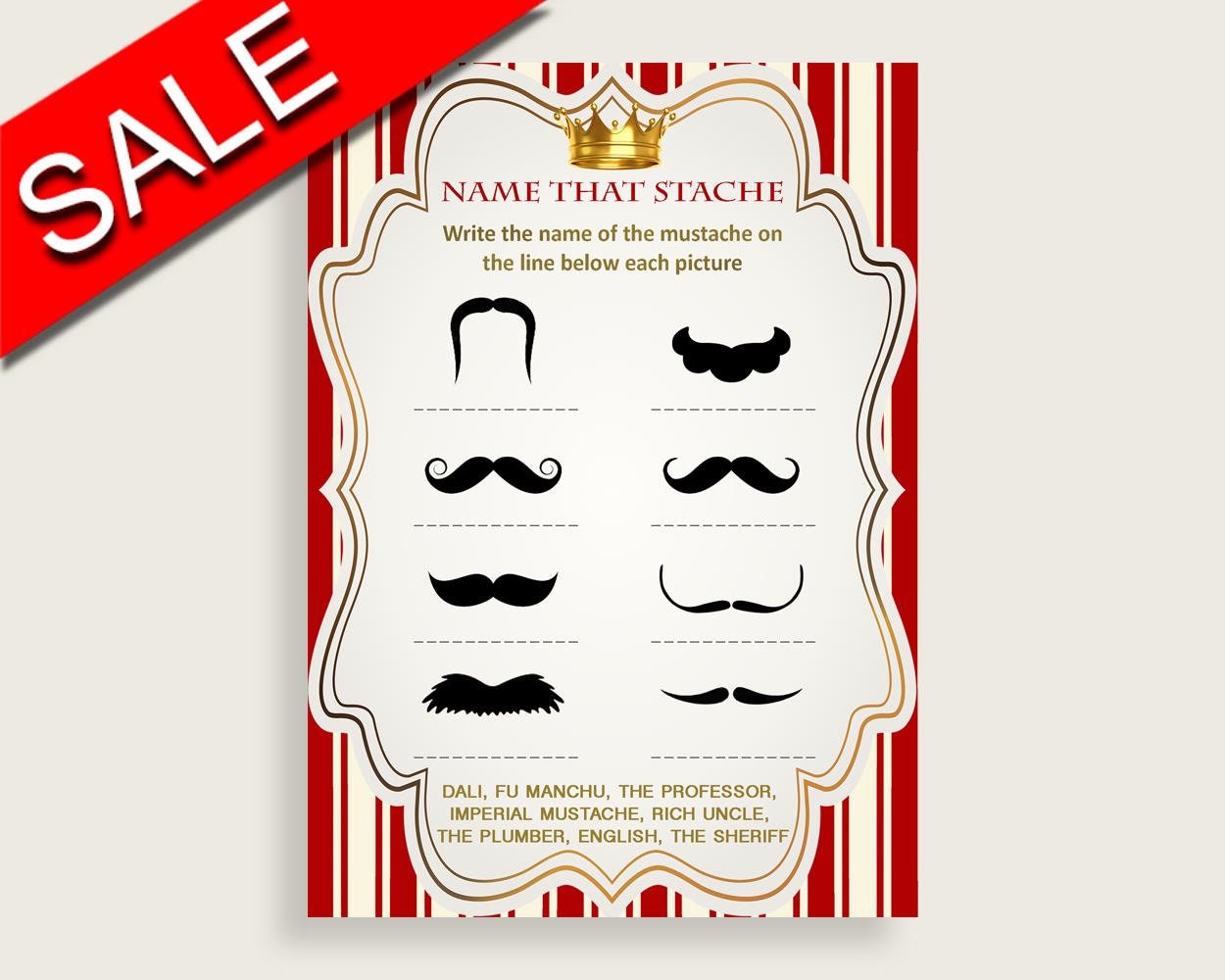 Name That Stache Baby Shower Name That Stache Prince Baby | Etsy