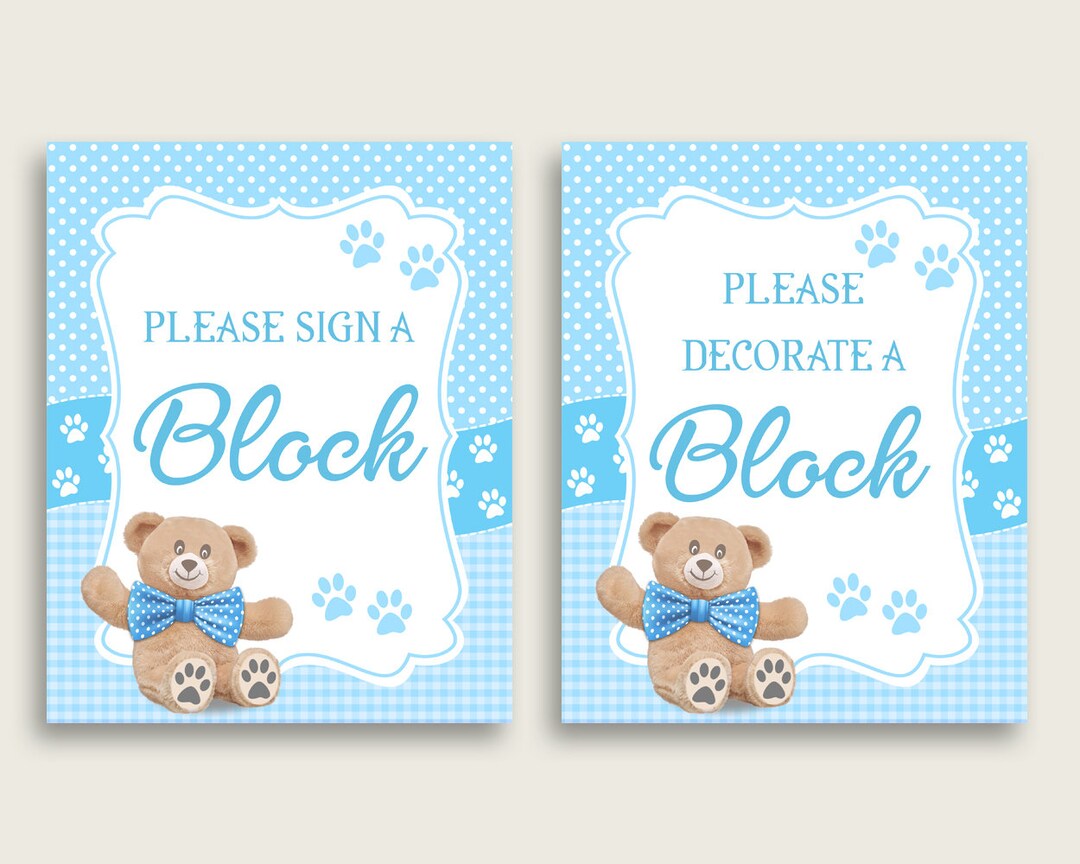 Blue Brown Please Sign A Block Sign and Decorate A Block Sign ...