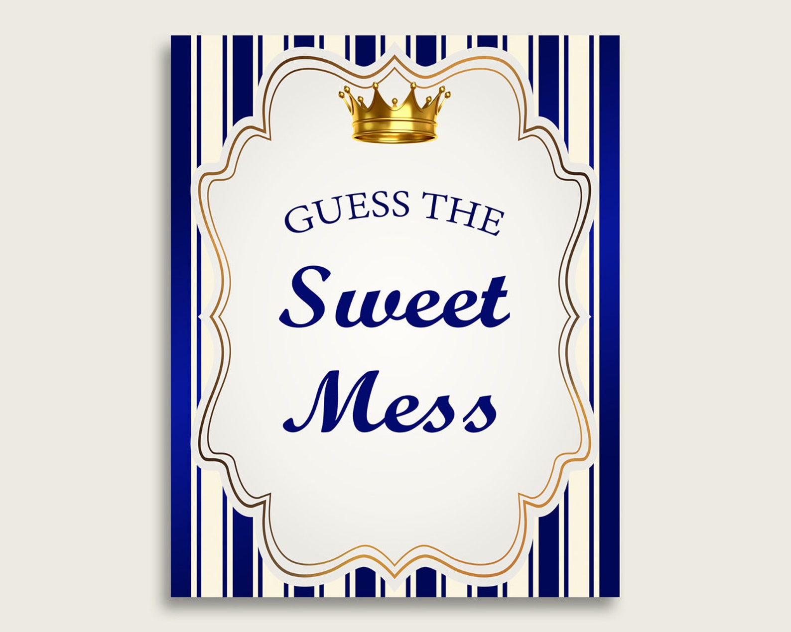 Royal Prince Guessing Game Baby Shower Boy Blue Gold Guess - Etsy