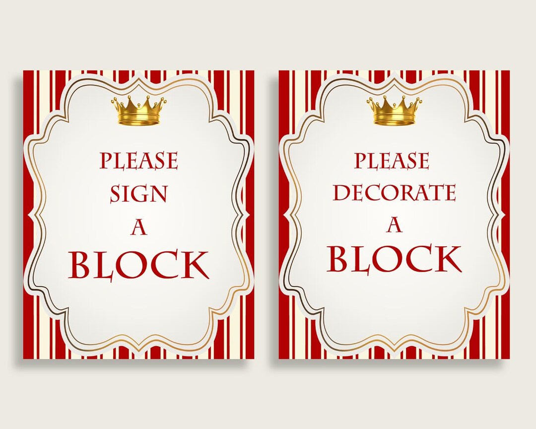 Sign A Block Baby Shower Decorate A Block Prince Baby Shower Sign A ...