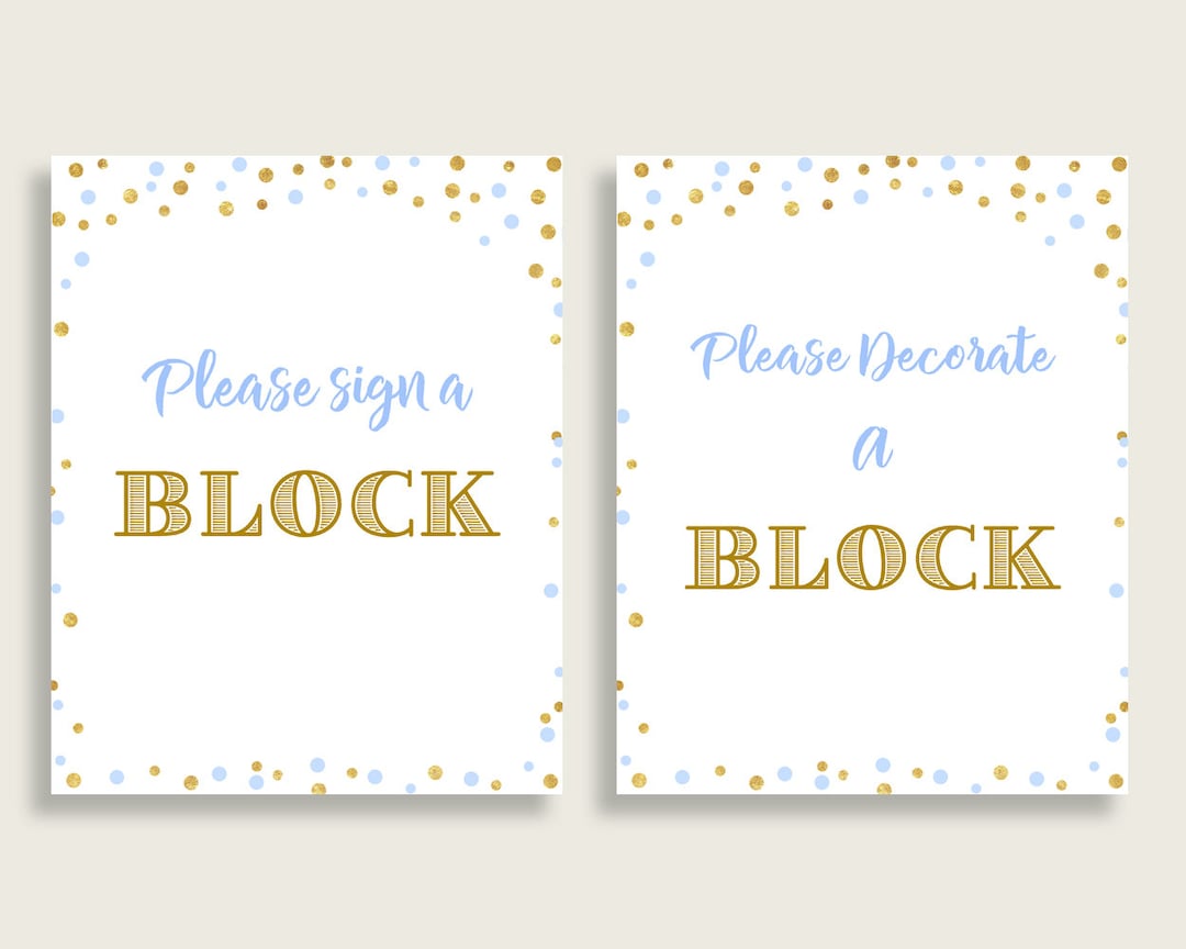 Sign A Block Baby Shower Decorate A Block Confetti Baby Shower Sign A ...