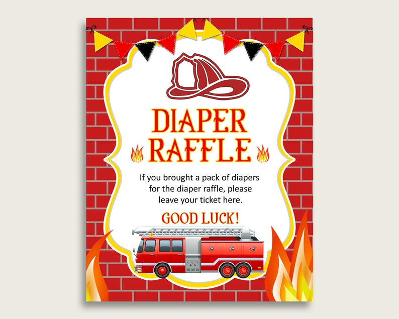 Firetruck Baby Shower Diaper Raffle Tickets Game Boy Red - Etsy