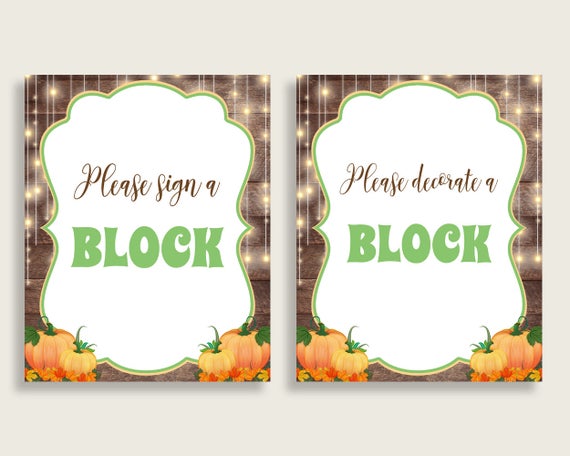 Brown Orange Please Sign A Block Sign and Decoarate A Block | Etsy