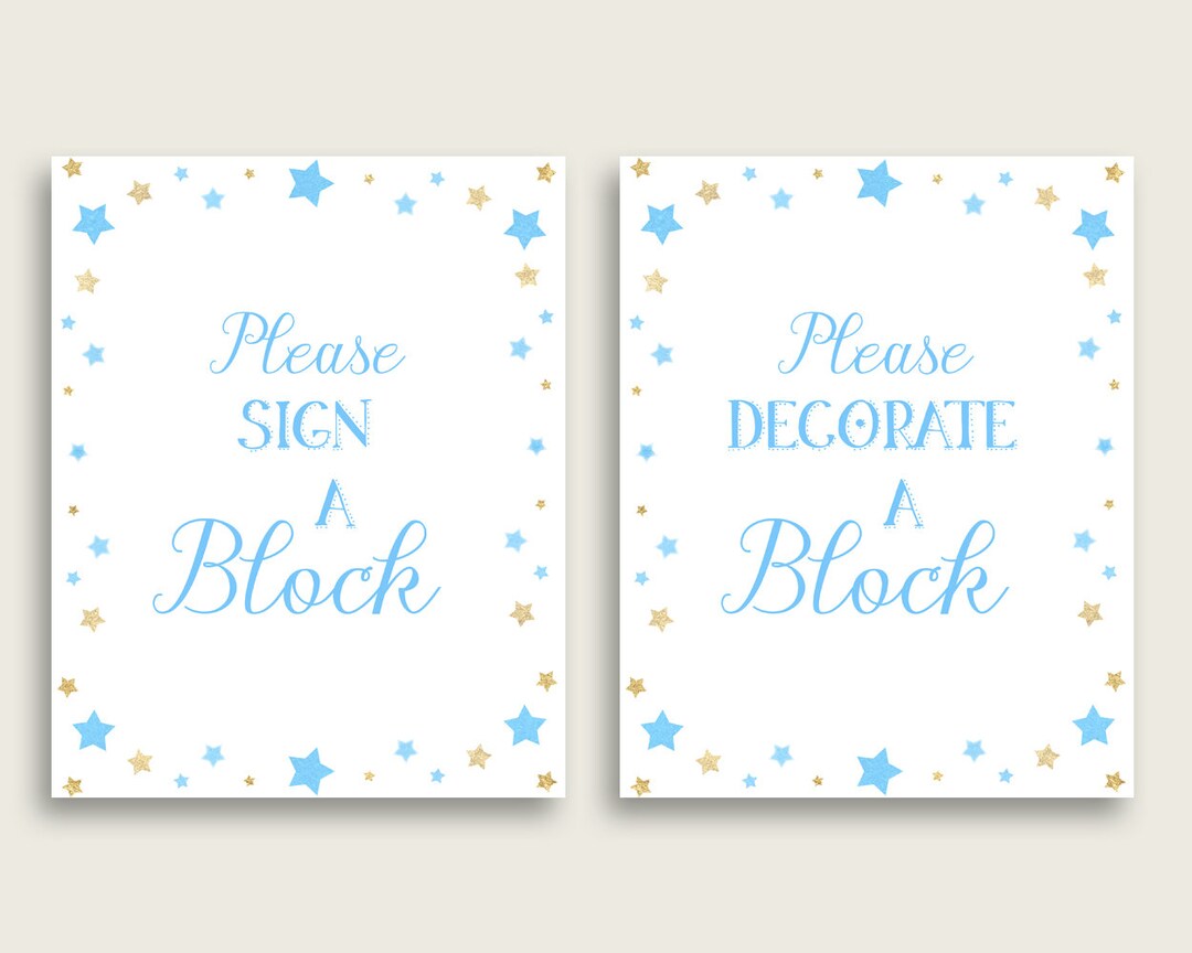 Blue Gold Please Sign A Block Sign and Decoarate A Block Sign ...