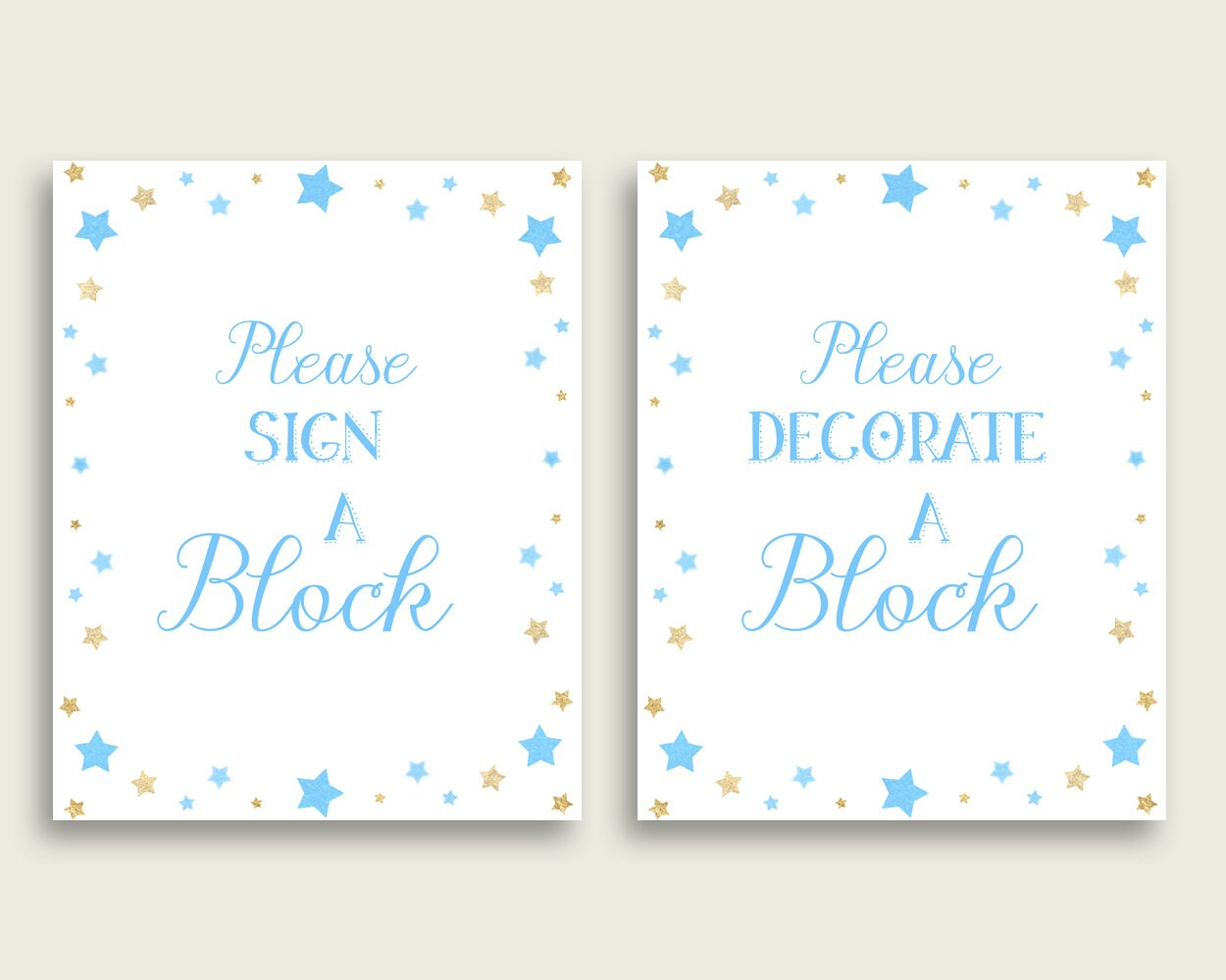 Blue Gold Please Sign A Block Sign and Decoarate A Block Sign - Etsy