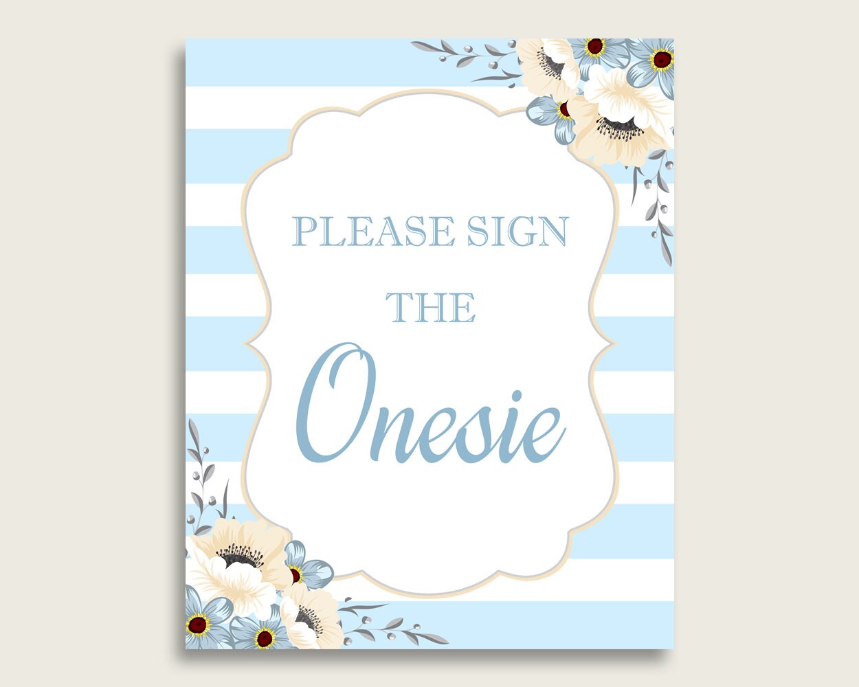 Blue White Please Sign the Onesie Sign and Design A Onesie | Etsy