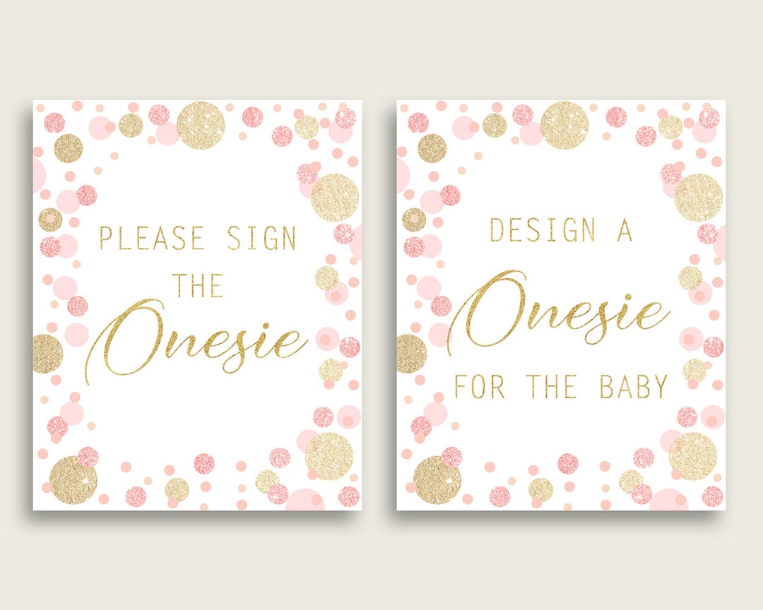 Pink Gold Please Sign the Onesie Sign and Design A Onesie Sign ...
