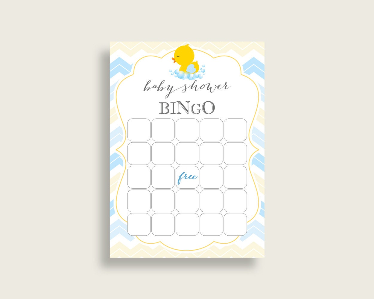 Rubber Duck Baby Shower Bingo Cards Printable Yellow Blue | Etsy