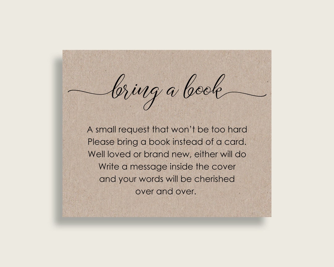 Bring A Book Baby Shower Bring A Book Kraft Baby Shower Bring A Book ...