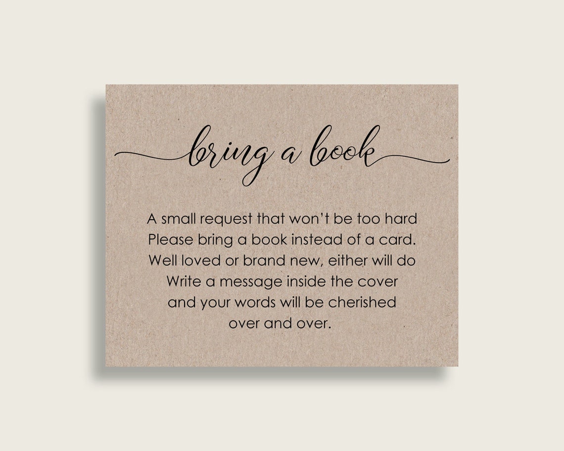 Bring A Book Baby Shower Bring A Book Kraft Baby Shower Bring - Etsy