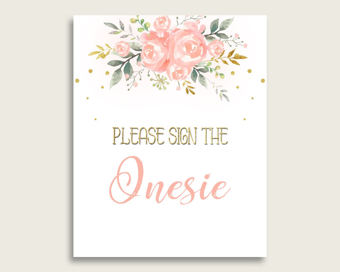 Pink Gold Please Sign the Onesie Sign and Design A Onesie Sign ...