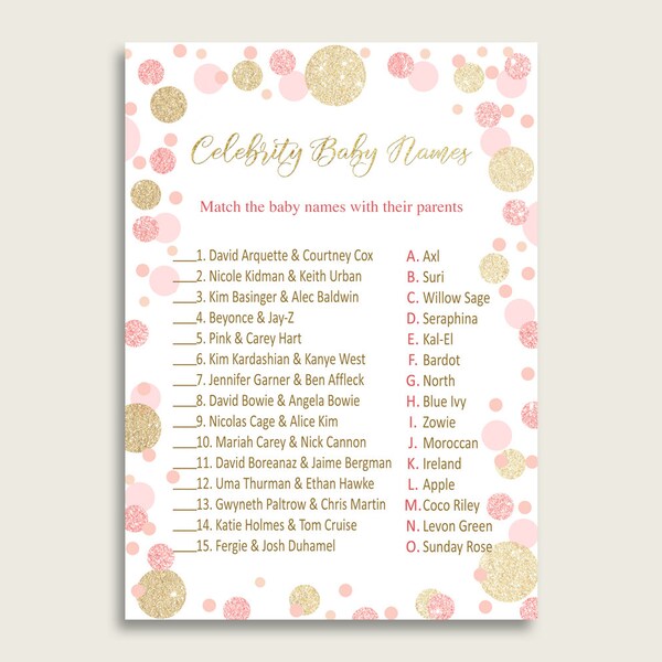 Famous Parents Baby Shower Game - Etsy