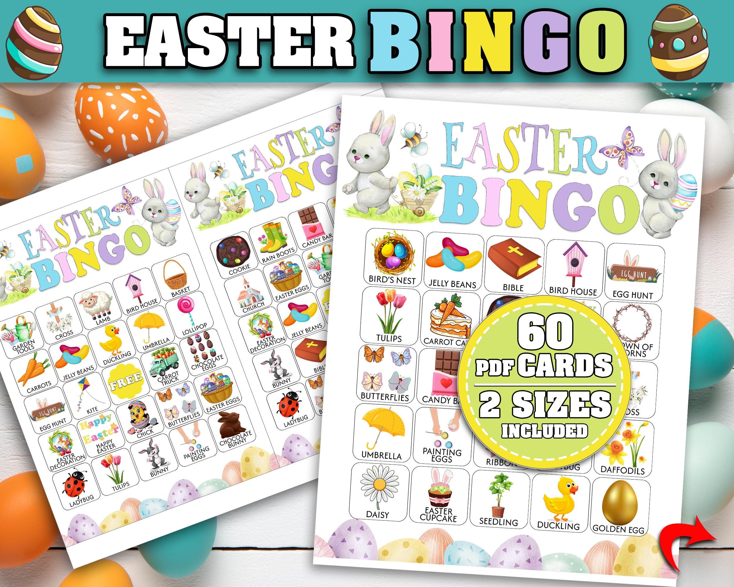 Easter Bingo Game, Spring Bingo Printable, 60 Bingo Cards for Kids ...