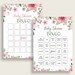 Watercolor Flowers Baby Shower Bingo Cards Printable, Pink Green Baby ...