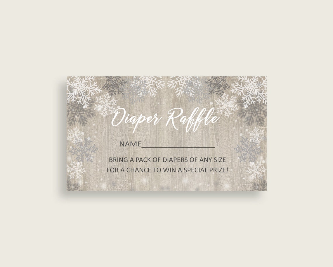 Snowflake Rustic Baby Shower Diaper Raffle Tickets Game | Etsy