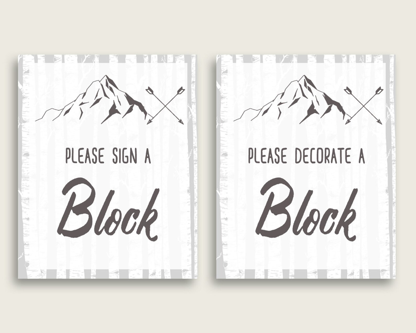 Gray White Please Sign A Block Sign and Decorate A Block Sign ...