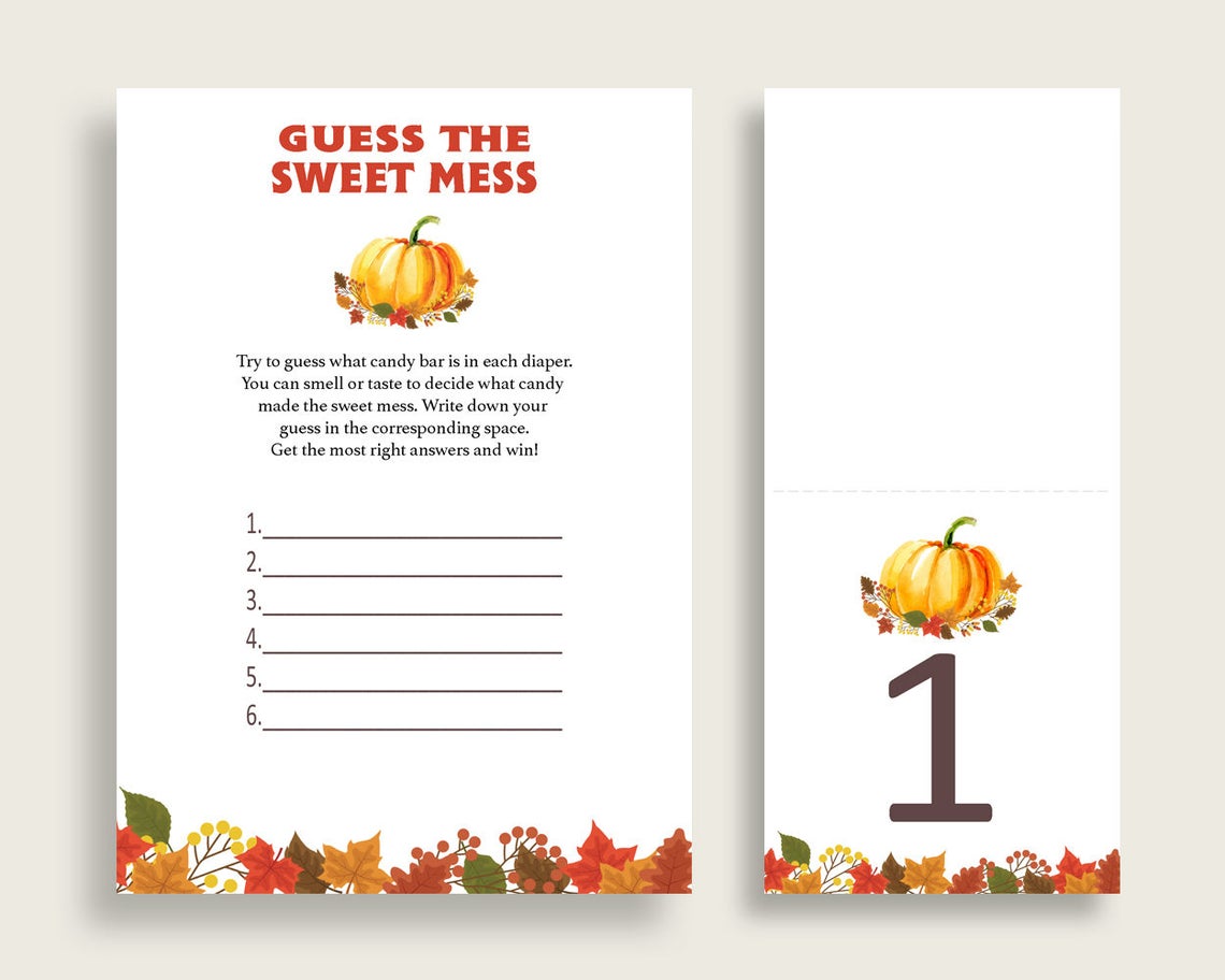 Fall Guessing Game Baby Shower Gender Neutral Orange Brown - Etsy