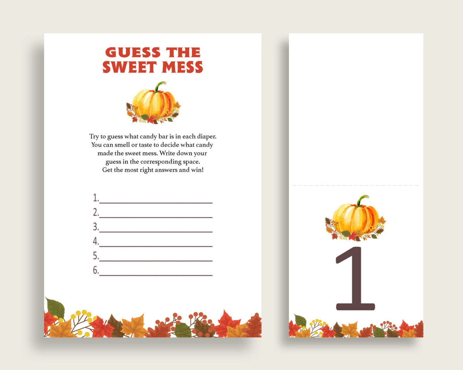 Fall Guessing Game Baby Shower Gender Neutral Orange Brown - Etsy
