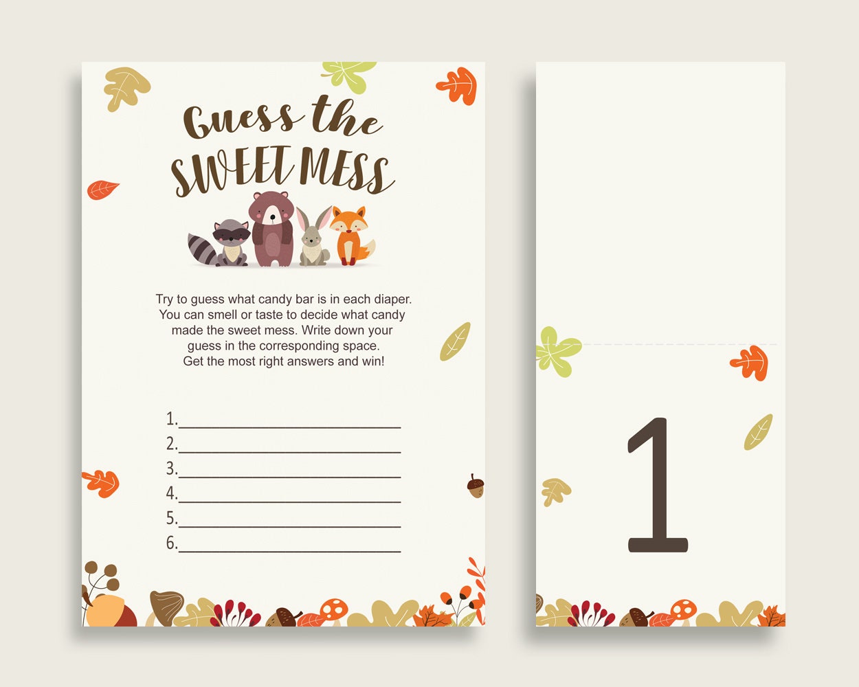 Woodland Guessing Game Baby Shower Gender Neutral Brown Beige - Etsy