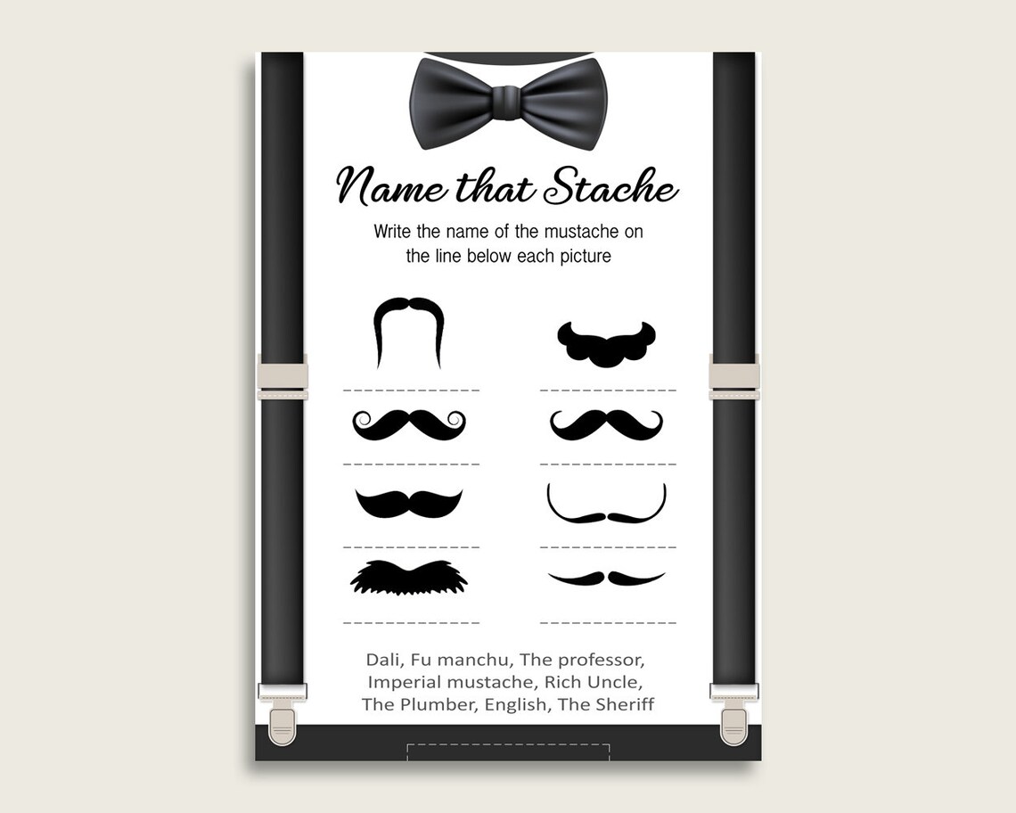 Name That Stache Baby Shower Name That Stache Little Man Baby - Etsy