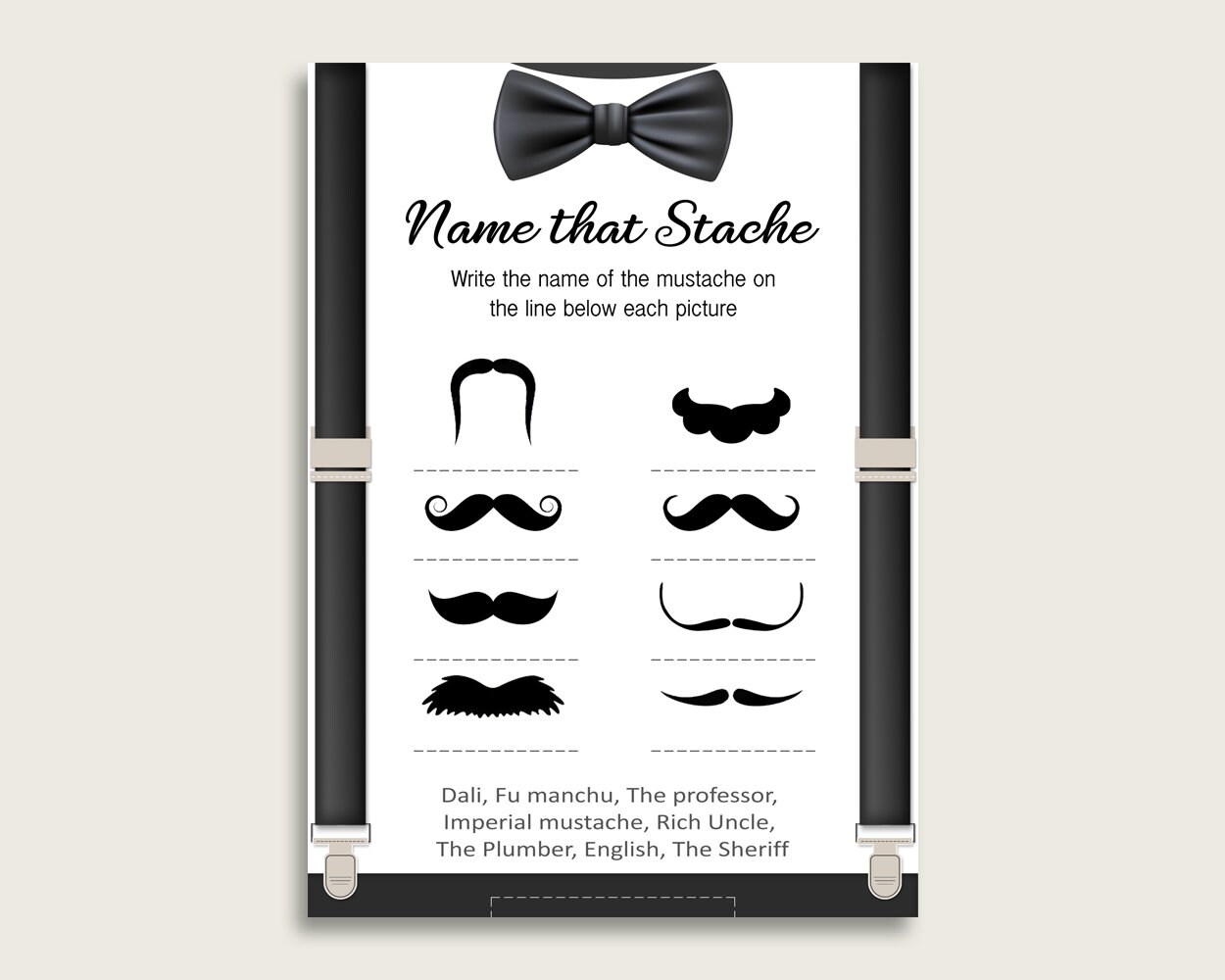 Name That Stache Baby Shower Name That Stache Little Man Baby - Etsy