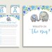Elephant Blue Baby Shower What's in the Bag Game, Blue Gray Boy Bag ...