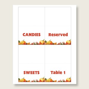 Fall Folded Food Tent Cards Printable, Orange Brown Editable Pdf Buffet ...