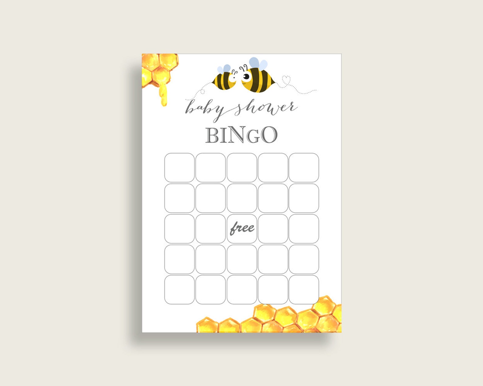 Bee Baby Shower Bingo Cards Printable Yellow White Baby | Etsy
